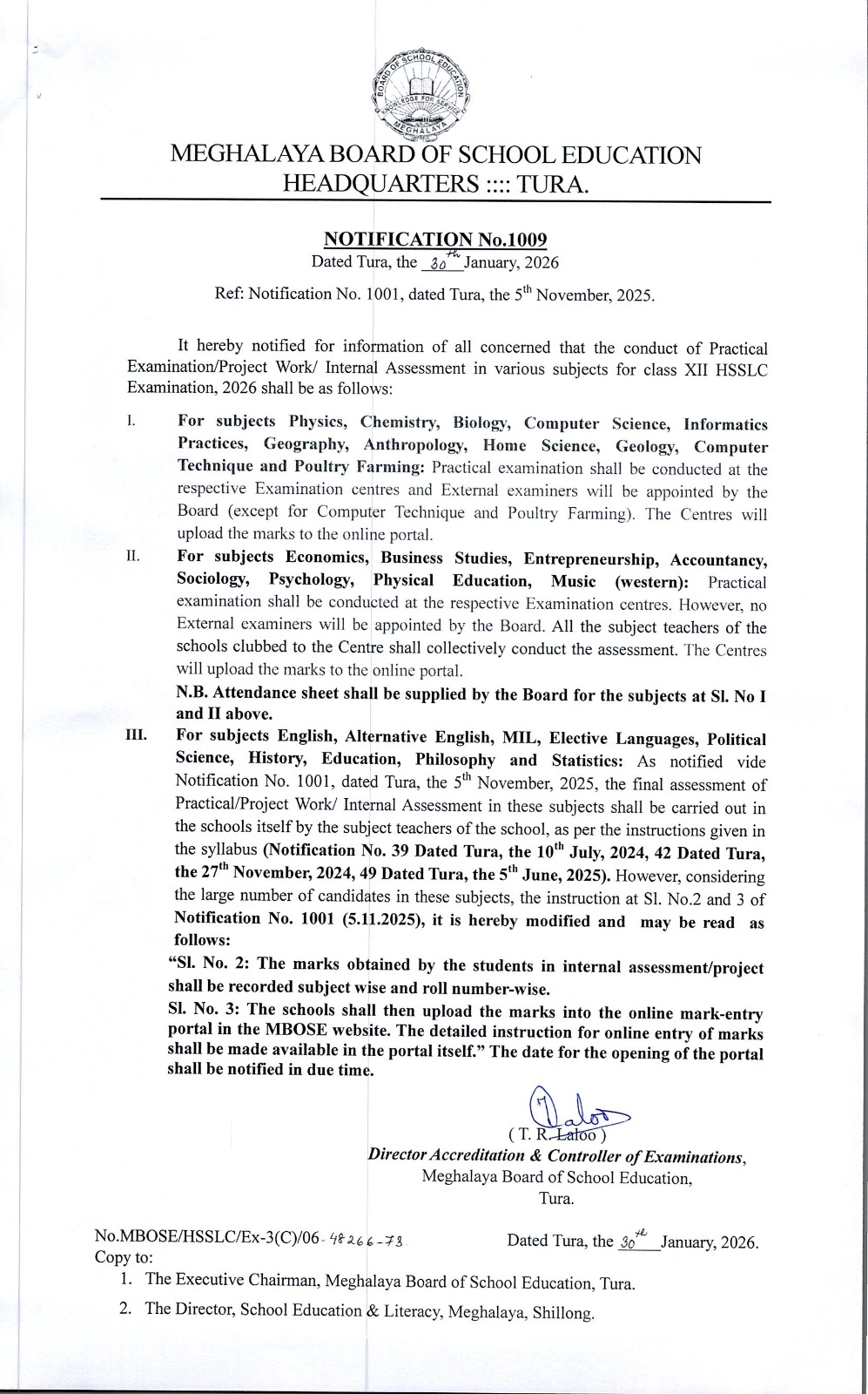 Notification | Meghalaya Board of School Education